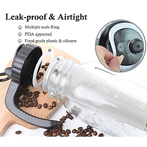 Cold Brew Coffee Maker Half Gallon 2 Set Glass Mason Jar Pitcher With Spout Lid Filter 2 Quart Wide Mouth Iced Tea Brewing Jug Heavy Duty Handle Airtight & Leak-Proof Pitcher For Fridge Sun Tea 64 OZ