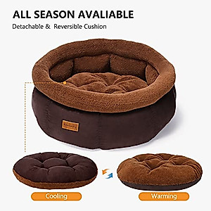 Fostanfly Cat Beds for Indoor Cats, Fluffy Puppy Bed for Small Dog Bed Washable, Calming Pet Beds Donut Round Doggy Bed Super Cozy