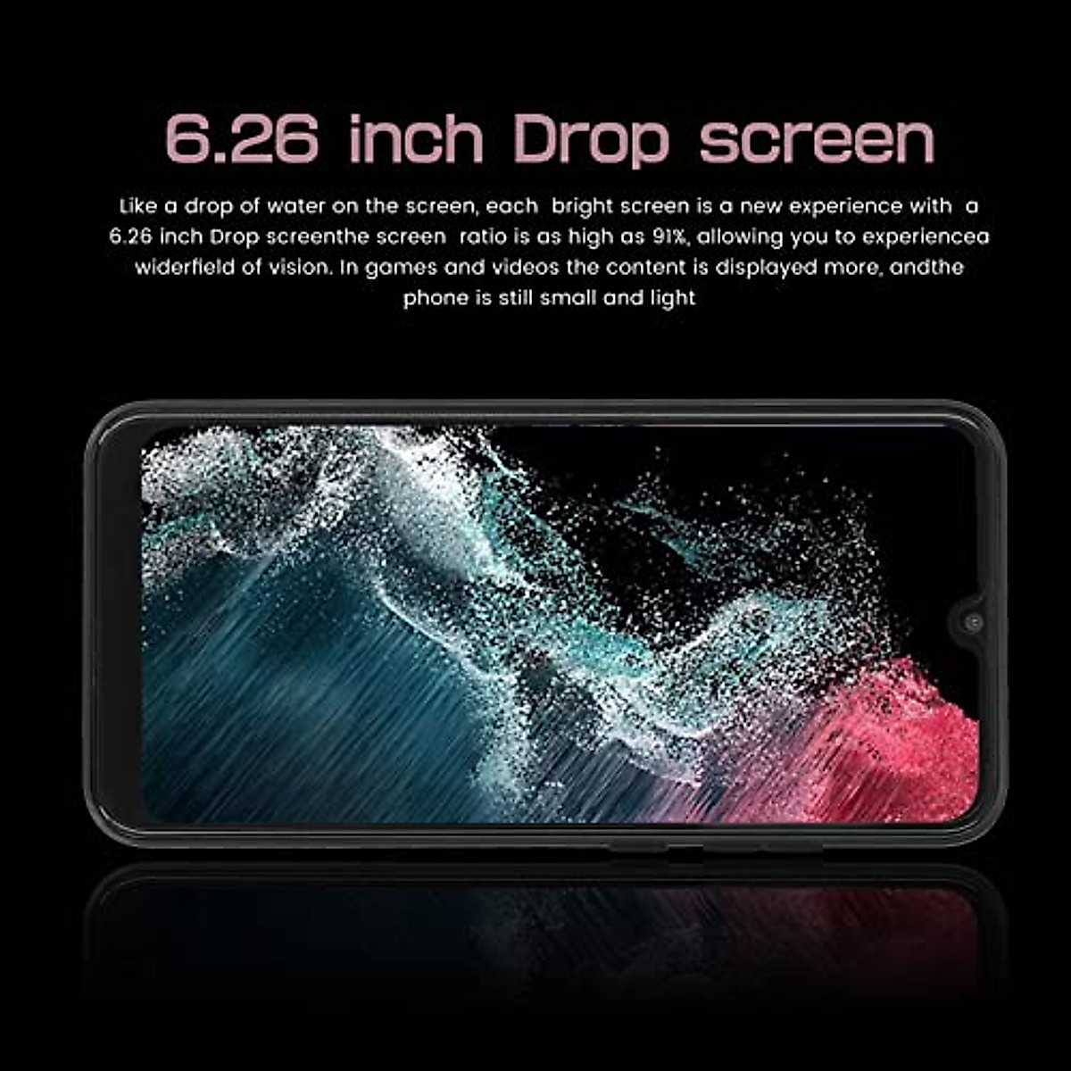 Dpofirs S22 Smartphone Unlocked, 6.26in FHD Screen, 4GB RAM 64GB ROM, GSM Unlocked Cellphone for Android 10, Dual SIM Slots Mobile Phone, 2800mAh Battery (Black)