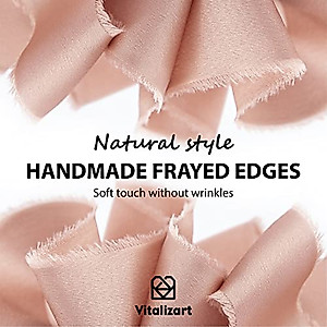 Vitalizart Pink Silk Satin Ribbon 1-1/2 inch x 15 Yard with Wooden Spool Rose Gold Handmade Frayed Ribbons for Gift Wrapping Baby Shower Wedding Bridal Bouquets Holiday Decor