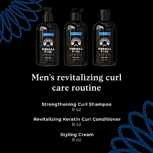 Formula F=kx - Curly & Kinky Hair Care System for Men - Hydrating Shampoo, Conditioner, and Curl Cream Set - Sulfate Free - Ocean Scent - 8oz Each