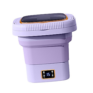 Portable Foldable Washing Machine, Small Bucket Washer, High Power Easily to Carry Compact Small Washer for RV Apartment Camping Dorm Sock, 9L violet clear lid