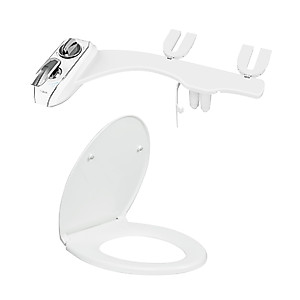 LUXE Bidet NEO 320 Plus Chrome and LUXE Elongated Toilet Seat Bundle