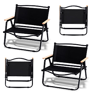 Lallisa 2 Pack Folding Camping Chairs, Portable Lightweight Low Lawn Chair with Thicken 600D Oxford Beach Camp Park Chairs Supports 253lbs Carbon Steel Armchairs for Hiking Fishing Picnic Concerts