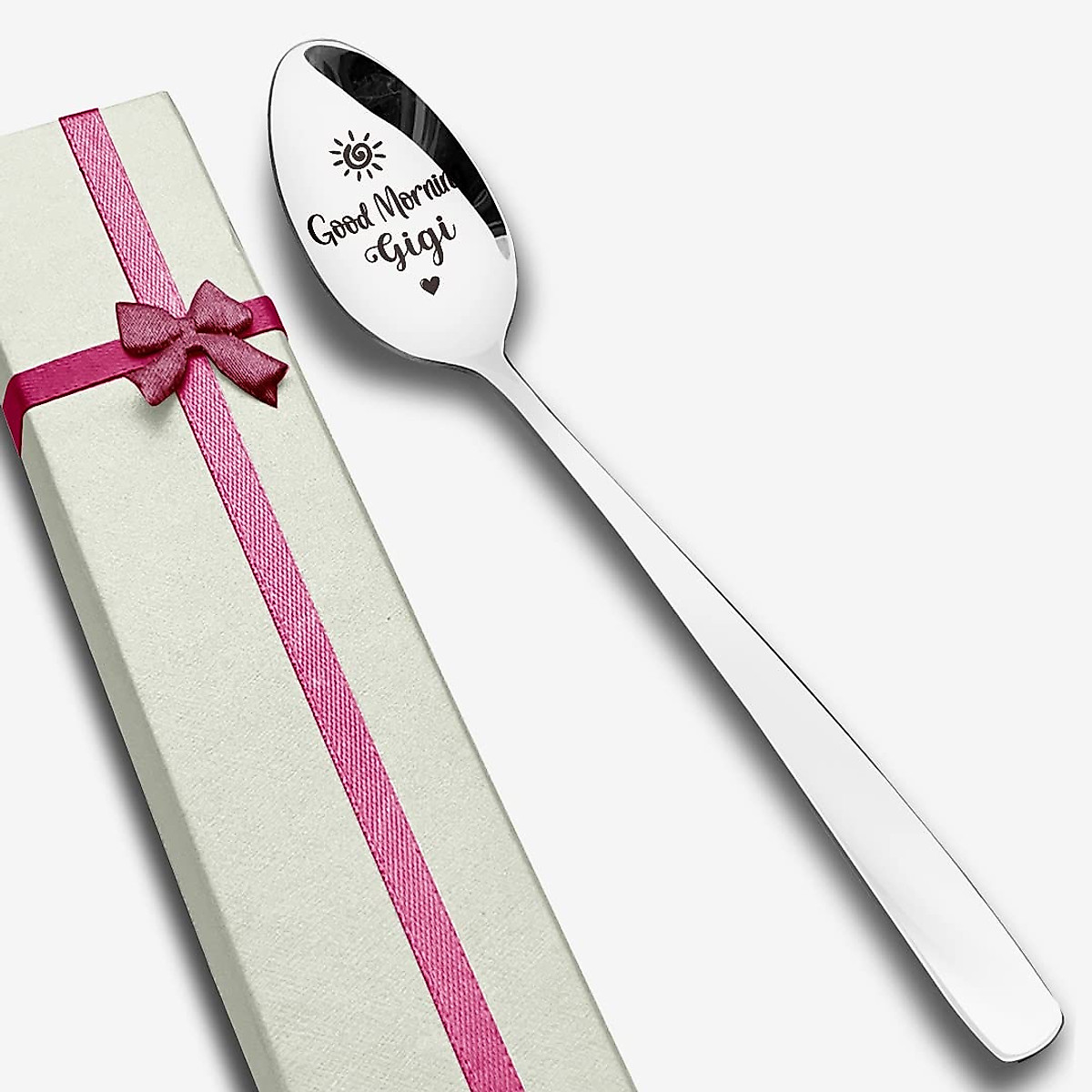 Good Morning Gigi Spoon Engraved Stainless Steel Funny, Gigi Gifts from Grandchildren, Best Teaspoon Coffee Spoon Gifts for Grandma Mom Birthday Mother's Day Christmas