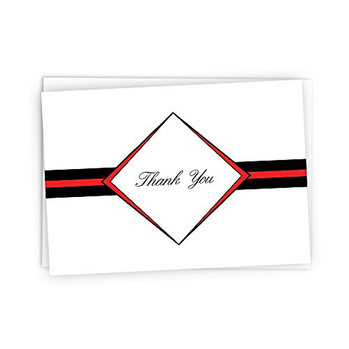 Black Tabby Studio Diamond Thank You Cards - 48 Cards & Envelopes (Red)