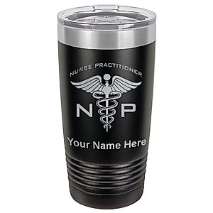 LaserGram 20oz Vacuum Insulated Tumbler Mug, NP Nurse Practitioner, Personalized Engraving Included (Black)