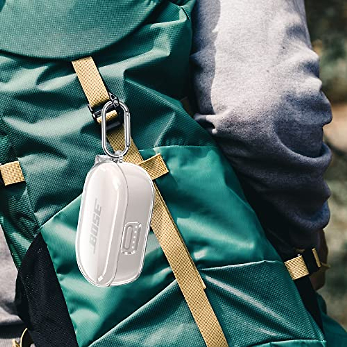 Bose QuietComfort Earbuds Case Cover, Filoto Hard Protective Case for Bose QuietComfort Noise Cancelling Earbuds with Carabiner Keychain Accessories for Men Women (Clear)