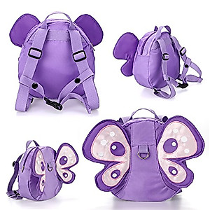 Hipiwe Baby Anti-Lost Backpack Butterfly Walking Safety Belt Harness Toddler Reins Strap with Leash (Purple)