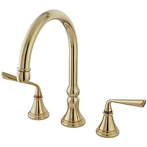 Kingston Brass KS2792ZLLS Widespread Kitchen Faucet, Polished Brass