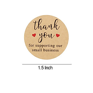 YOGET 1.5'' Thank You for Supporting Our Small Business, Kraft Paper Thank You Stickers, 500 Labels Per Roll