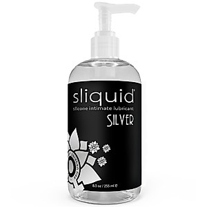 Sliquid Silver Intimate Lubricant - Silicone Lube for Women/Men/Couples, Hypoallergenic Lube, Silicone Lubricant, Waterproof, Unscented, 8.5 Fl Oz
