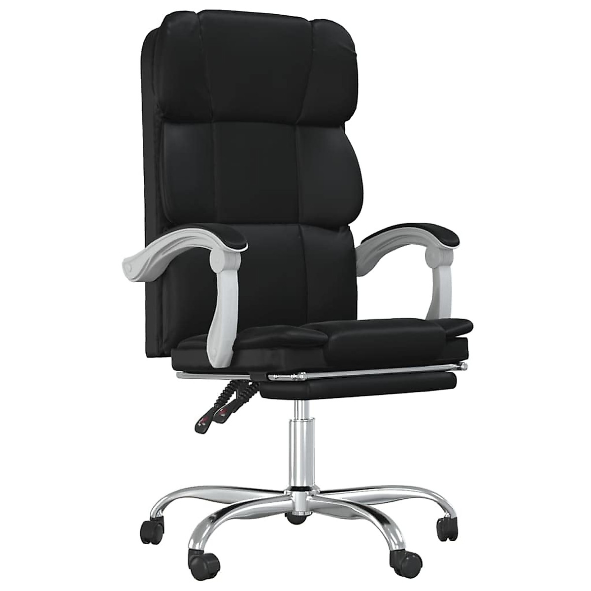 Reclining Office Chair,with Rolling Wheels with Adjustable seat Height Suitable for Office, Home, Study Space, Conference Room or Play Facility Black Faux Leather
