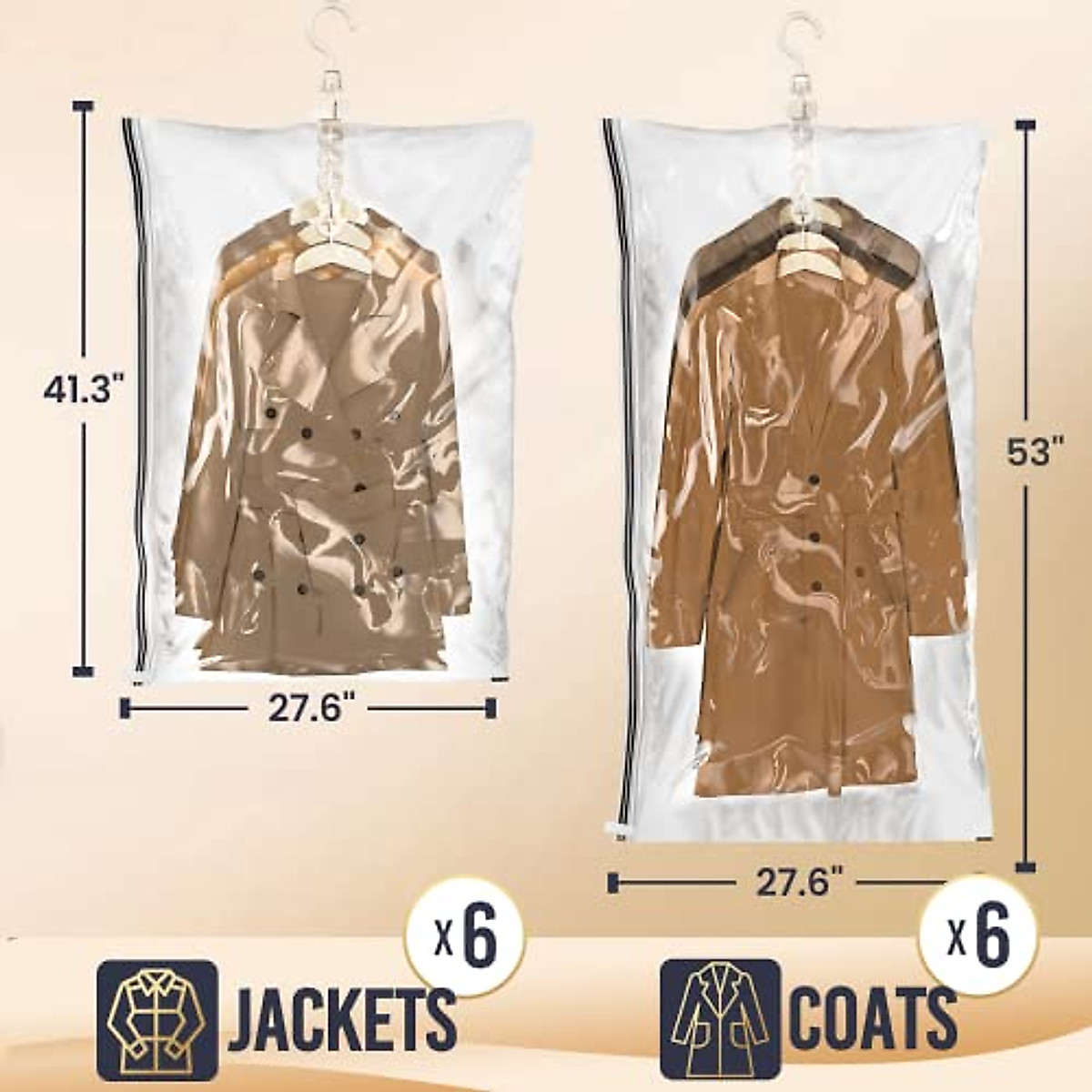 TAILI Hanging Vacuum Storage Bags Variety 4 Pack and Jumbo Vacuum Storage Bags Variety 20 Pack, Meet Variety Storage, Saving More Space