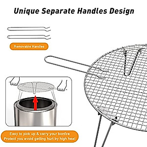 Grill Grate for Solo Stove Bonfire, 19.5 Inch Round Grill Grate with 3 Detachable Legs , Stainless Steel Fire Pit Cooking Grate Raised Top Grate for Bonfire Stove