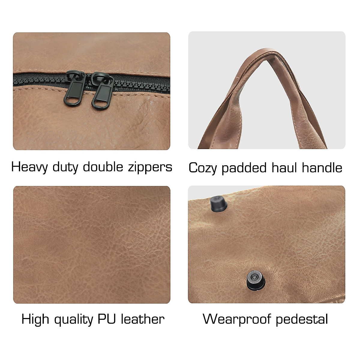 ROTOT Leather Travel Bag with Shoe Pouch, Carry-on Weekender Overnight Bag, Large Volume Gym Duffel Bag for Men and Women (Amaretto)