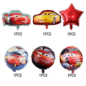 7PCS Cars Lightning McQueen Foil Balloons for Boys Birthday Baby Shower Racing Car Theme Party Decorations