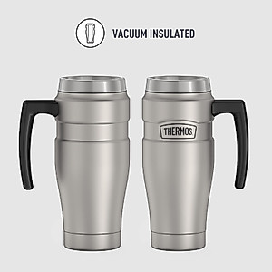 THERMOS Stainless King Vacuum-Insulated Beverage Bottle (40 Ounce) and Travel Mug (16 Ounce), Matte Steel