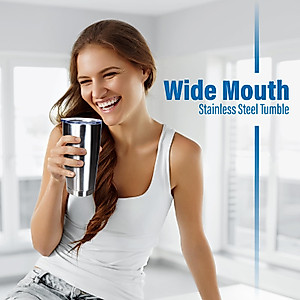 20 oz Tumblers, Stainless Steel Travel Coffee Mug with Lid, Double Wall Vacuum Insulated Coffee Tumbler, Durable Powder Coated Coffee Cup for Hot and Cold Drinks 1 Pack, Stainless