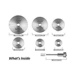 6pcs 1/8" HSS High Speed Steel Circular Saw Blades with Shank Extension Rod for Rotary Tool