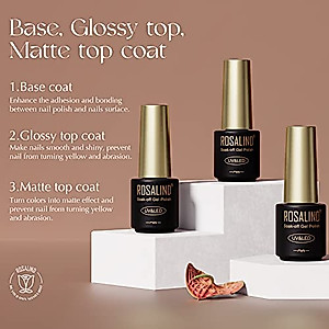 ROSALIND 38PCS Gel Nail Polish Set, 35 Colors Gel Polish Set with Base Coat and Glossy & Matte Gel Top Coat Gel Nail Polish Starter Set Pink Red Green Blue Gel Nail Art Gifts for Women