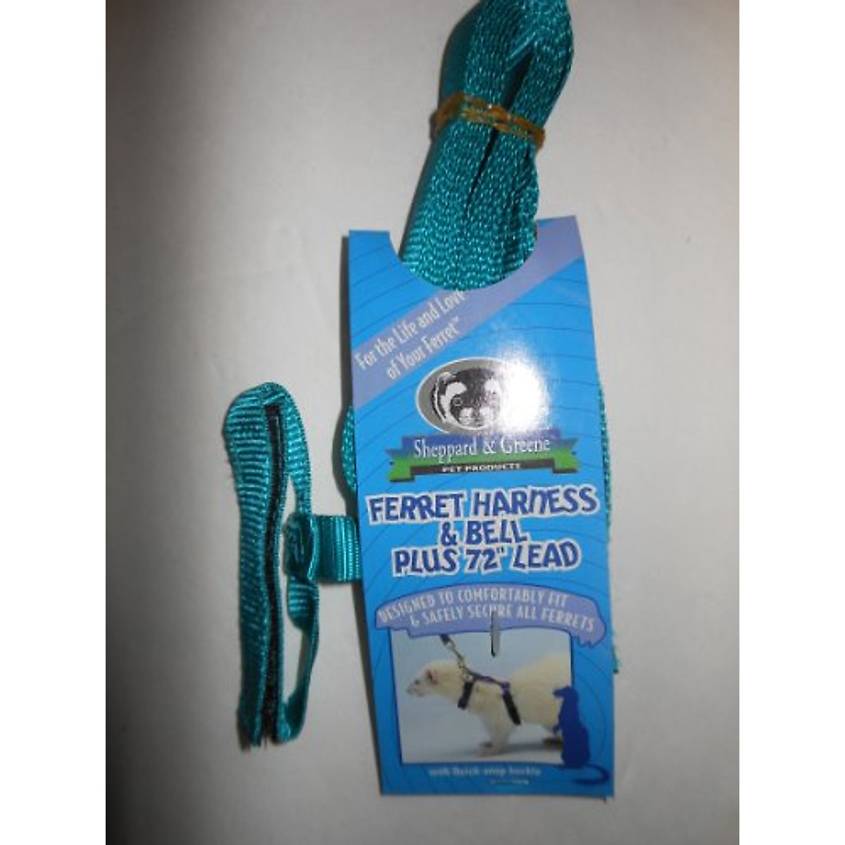 Sheppard & Greene Ferret Harness & Bell Plus 72 Inch Lead (Teal)