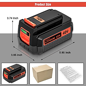 40V 3.0Ah Replacement Battery for Black and Decker 40V Battery LBX2040 LBXR36 LBXR2036 LST540 LCS1240 LBX1540 LST136W Compatible with Black Decker 40V String Trimmer Mower Tools(Orange)