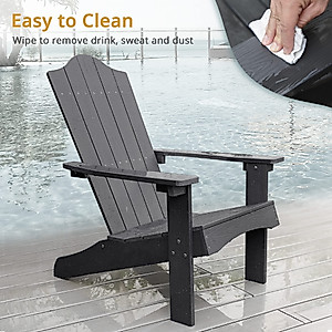 LUE BONA Adirondack Chairs Set of 4, Black Poly Adirondack Chair, Modern Plastic Adirondack Fire Pit Chairs Weather Resistant for Patio, Porch, Deck, Pool, Garden, Backyard