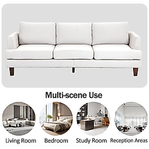 HXZDZ 88" W Loveseat Sofa, Mid Century Modern Decor Love Seat Couches, Comfy Couches and Sofas for Living Room, Bedroom, Office, Small Space, Easy to Install Furniture (3-Seater Sofa, Beige)