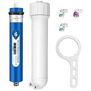 Membrane Solutions 75 GPD RO Membrane, Reverse Osmosis Membrane with Membrane Housing, Wrench, 1/4" Quick-Connect Fittings, Check Valve, Replacement for Under Sink Home Drinking RO Water Filter System