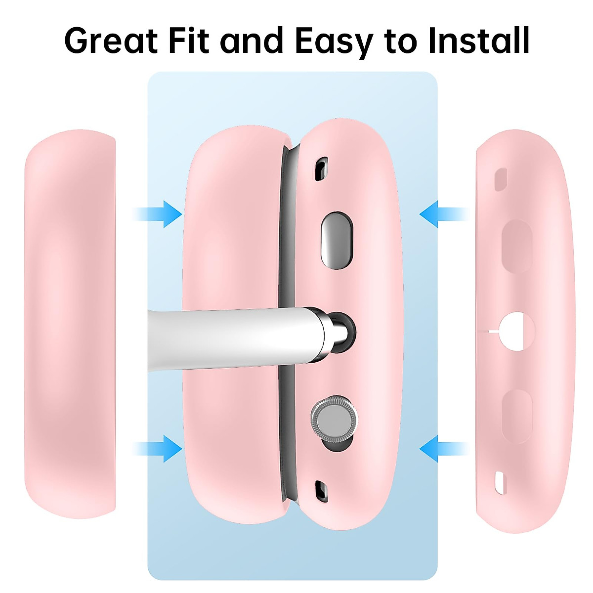 for AirPod Max Ear Covers, Soft Silicone Case Cover Kit for AirPod Max Ear Pad/Ear Cups/Headband, Anti-Scratch Protective Accessories for Apple AirPods Max Headphones (Pink)