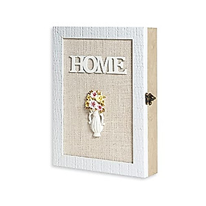 Velista Wooden Key Box Wall Mount – Cute and Rustic Decorative Key Cabinet – Premium Cabinet Key Holder with 6-Hooks – Small White Key Holder Box - Housewarming Gift – Vintage Key Rack Cabinet