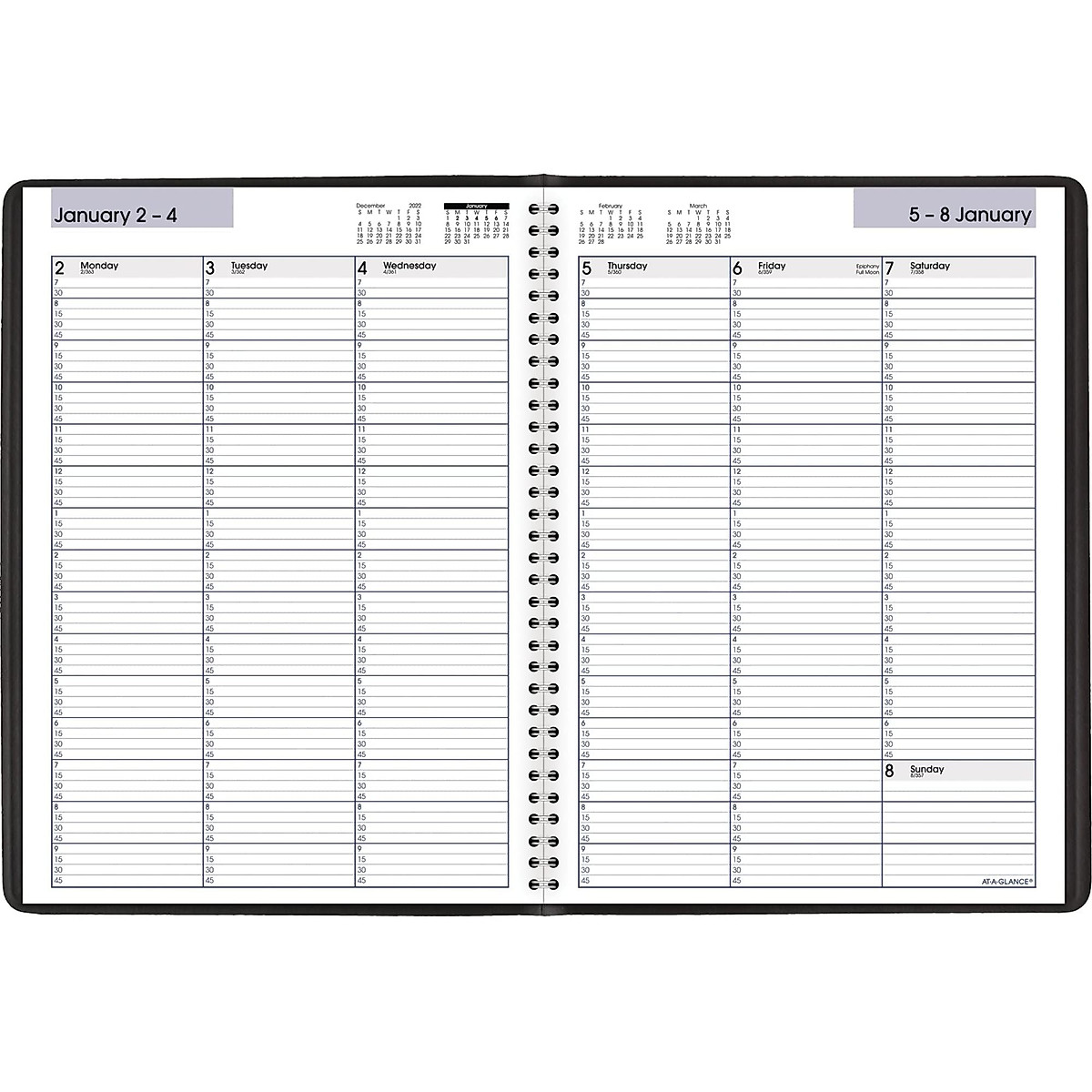 AT-A-GLANCE 2023 Weekly Planner, DayMinder, Quarter-Hourly Appointment Book, 8" x 11", Large, Black (G52000)