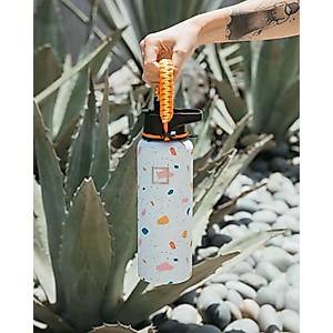 IRON °FLASK Paracord Handle - Fits Wide Mouth Water Bottles - Durable Carrier, Secure Accessories, Survival Strap Cord, Safety Ring, and Carabiner - Seven Core Paracord Bracelet