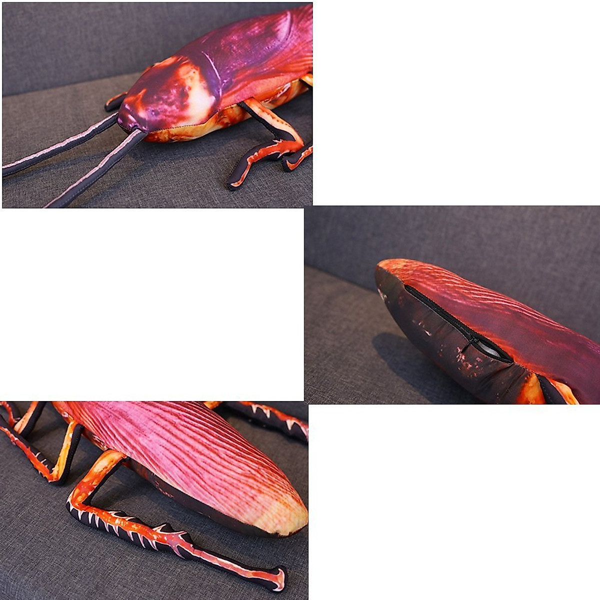 Creative Cockroach Plush Pillow 3D Animal Insect Stuffed Throw Pillow Funny Home Sofa Car Decoration Play Toy Doll Unique Birthday Gift (55 CM=21.5 in)