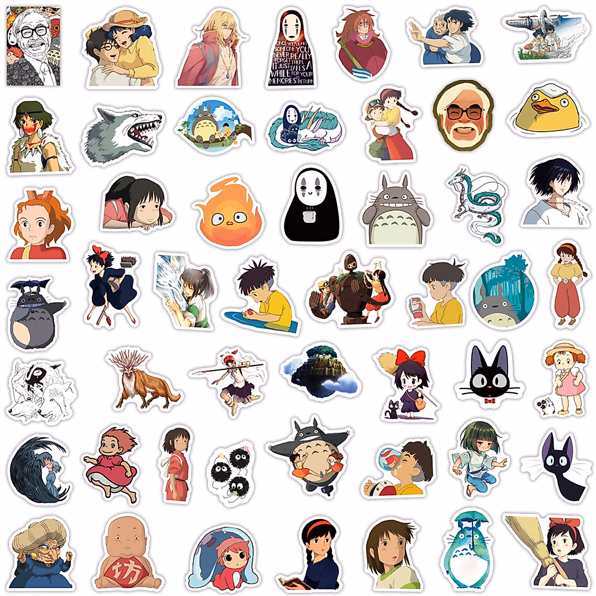 50 PCS Japanese Cartoon Stickers, Kawaii Studio Ghibli Anime Stickers Waterproof Vinyl Cute Stickers for Laptop Guitar Water Bottle Luggage Bike Fashion Decals for Kids Teen Girls Adults