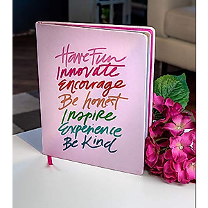 Eccolo Large Lined Journal Notebook, Hardbound Cover, Writing Journal, 256 Ruled White Pages, Gilded Edges, Ribbon Bookmark, Lay Flat, Desk Size for Work or School (Pink, 8x10 inches)