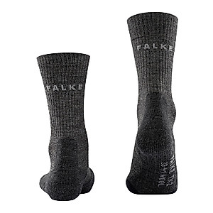 FALKE Women's TK2 Explore Wool Hiking Socks, Mid Calf, Medium Padding, Athletic, Breathable Quick Dry, Merino Wool, Grey (Smog 3150), 5-6, 1 Pair