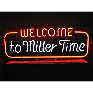 Prouten 32inx24in Welcome to Miller Time Neon Sign Light Man Cave Bar Pub Beer Gift Neon Lamp