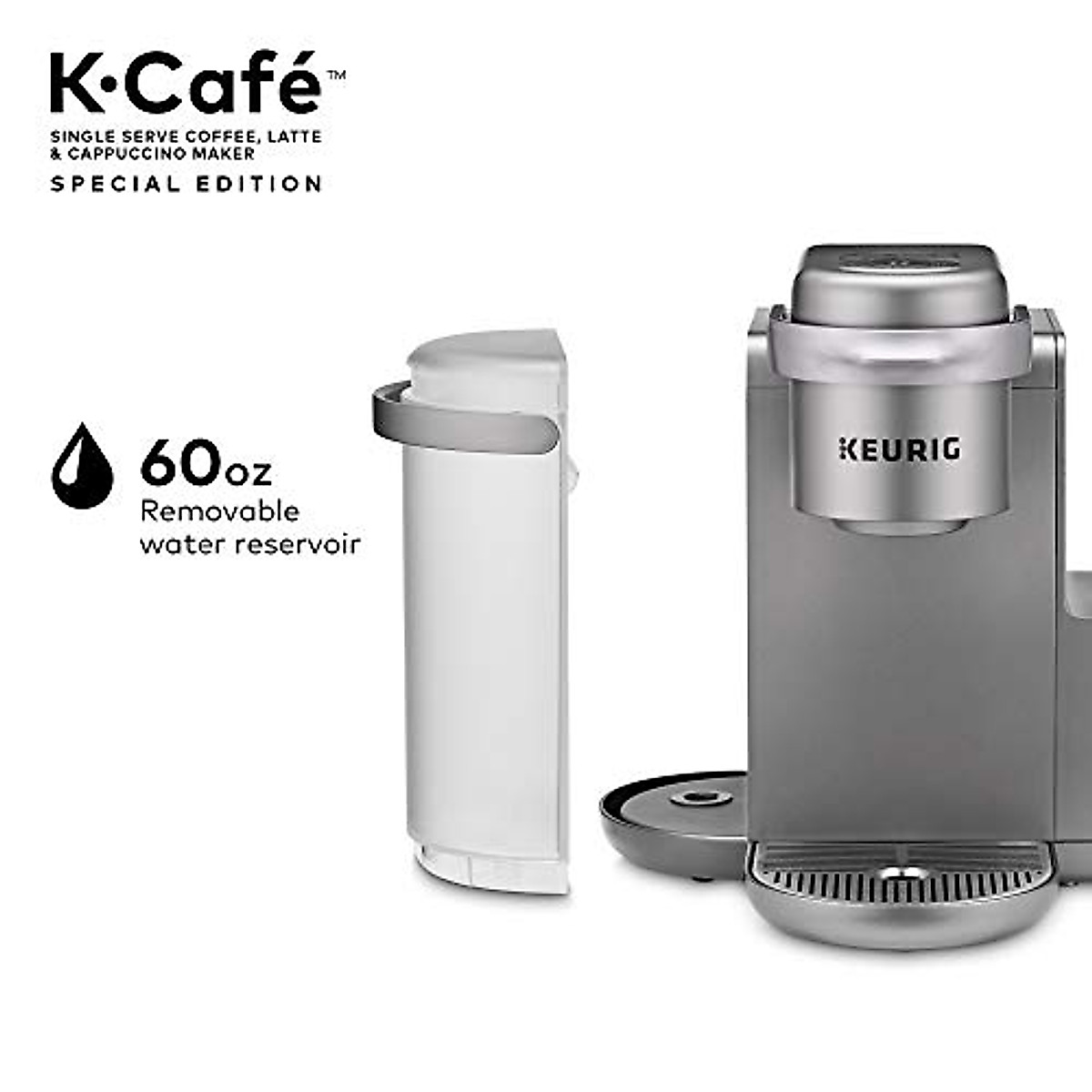Keurig K-Cafe Special Edition Single Serve K-Cup Pod Coffee, Latte and Cappuccino Maker, Comes with Dishwasher Safe Milk Frother, Shot Capability, Nickel