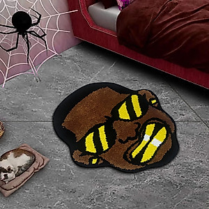 HYPEECE Angry Swag Man Rug, Hypebeast Rug Cool Rugs for Bedroom Aesthetic, High-Pile Soft Flocking Cool Room Decor for Guys, Funky Rug Y2k Rug for Living Room 24”×28” (Swag Man)