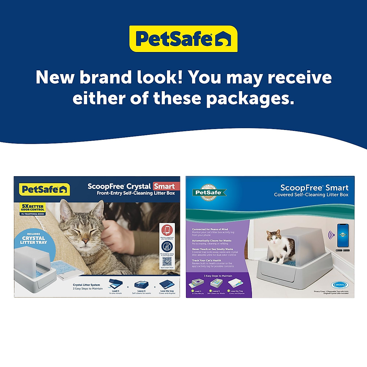 PetSafe ScoopFree Smart Self-Cleaning Cat Litter Box - WiFi & App Enabled - Hands-Free Cleanup With Disposable Crystal Trays - Less Tracking, Superior Odor Control - Includes Disposable Tray and Hood