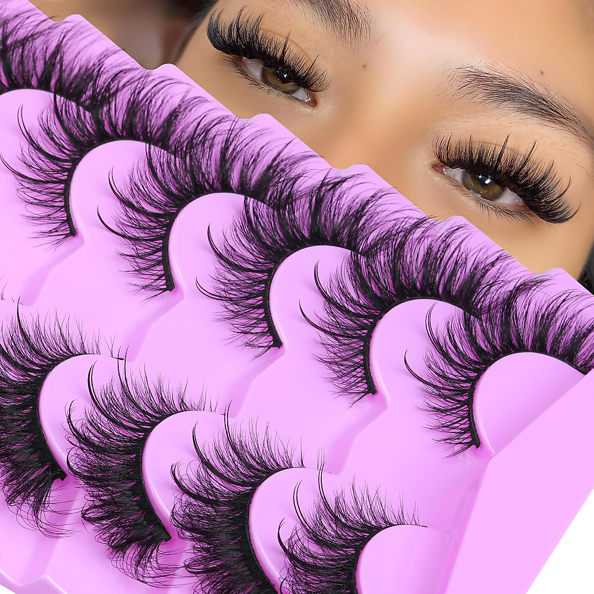 False Eyelashes Fairy Cat Eye Lashes Mink Fluffy Fox Eye Lashes Wispy Dramatic Eyelashes 20mm Fake Lashes 7 Pairs Pack by ALICE