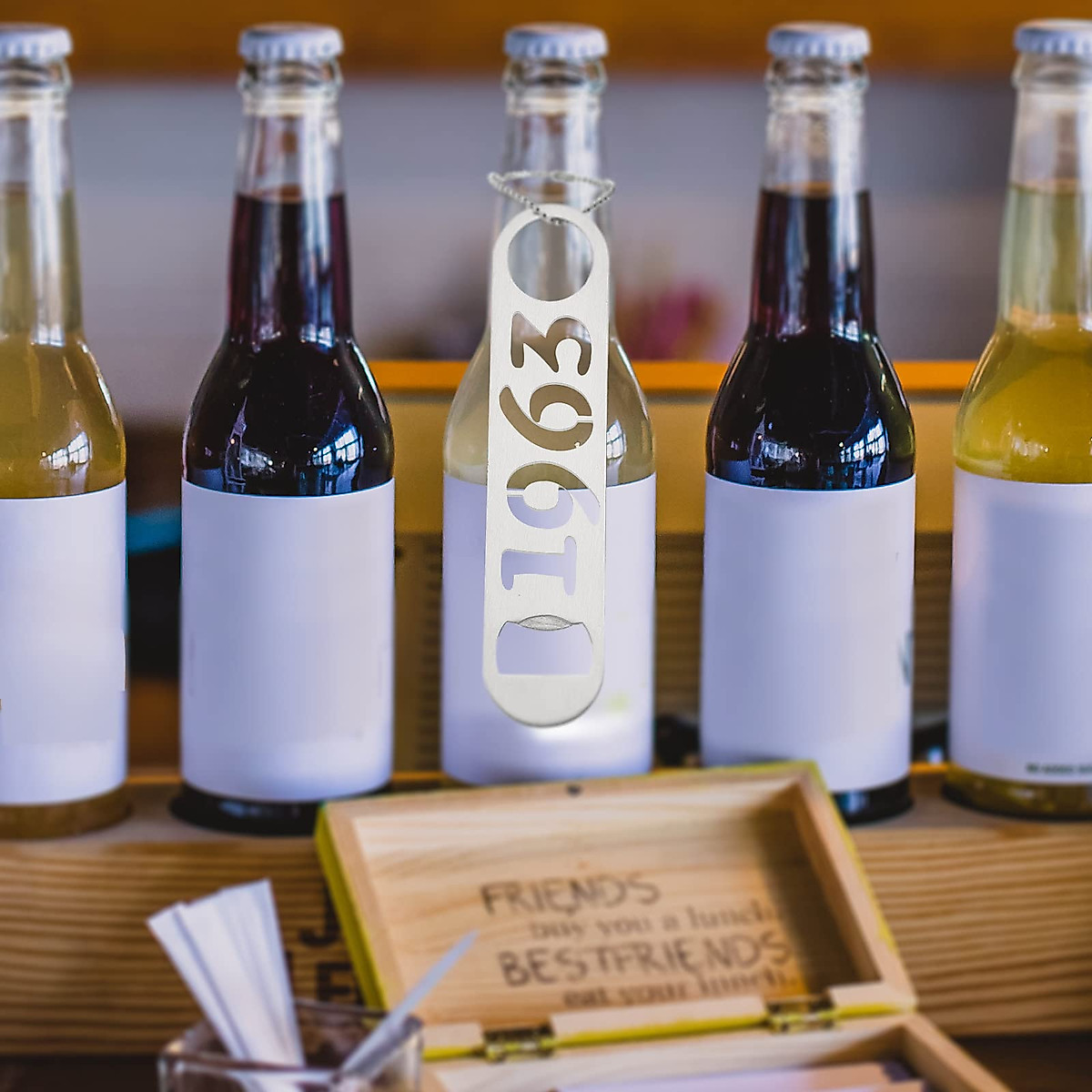 1963 Birthday Anniversary Stainless Steel Flat Bottle Opener Gifts for Women Men Him, 60th Anniversary for Her Friends, Back in 1963 Party Wedding Bottle Opener Gifts Souvenirs Decorations for Guests