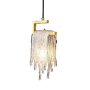 KunMai Modern Gold Pendant Light 1-Light Handmade Glass Waterfall for Bedroom and Living Room