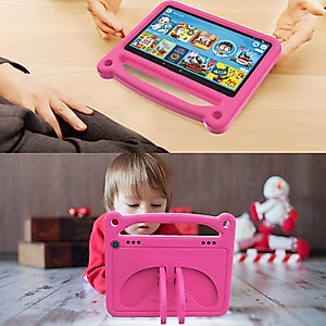 Fire HD 8 Tablet Case for Kids(12th/10th generation tablet, 2022/2020 release)-Riaour Kids Friendly Shockproof Cover with Handle Stand for All-New Amazon Kindle Fire HD 8 Plus & 8 Kids Pro Tablets - Pink