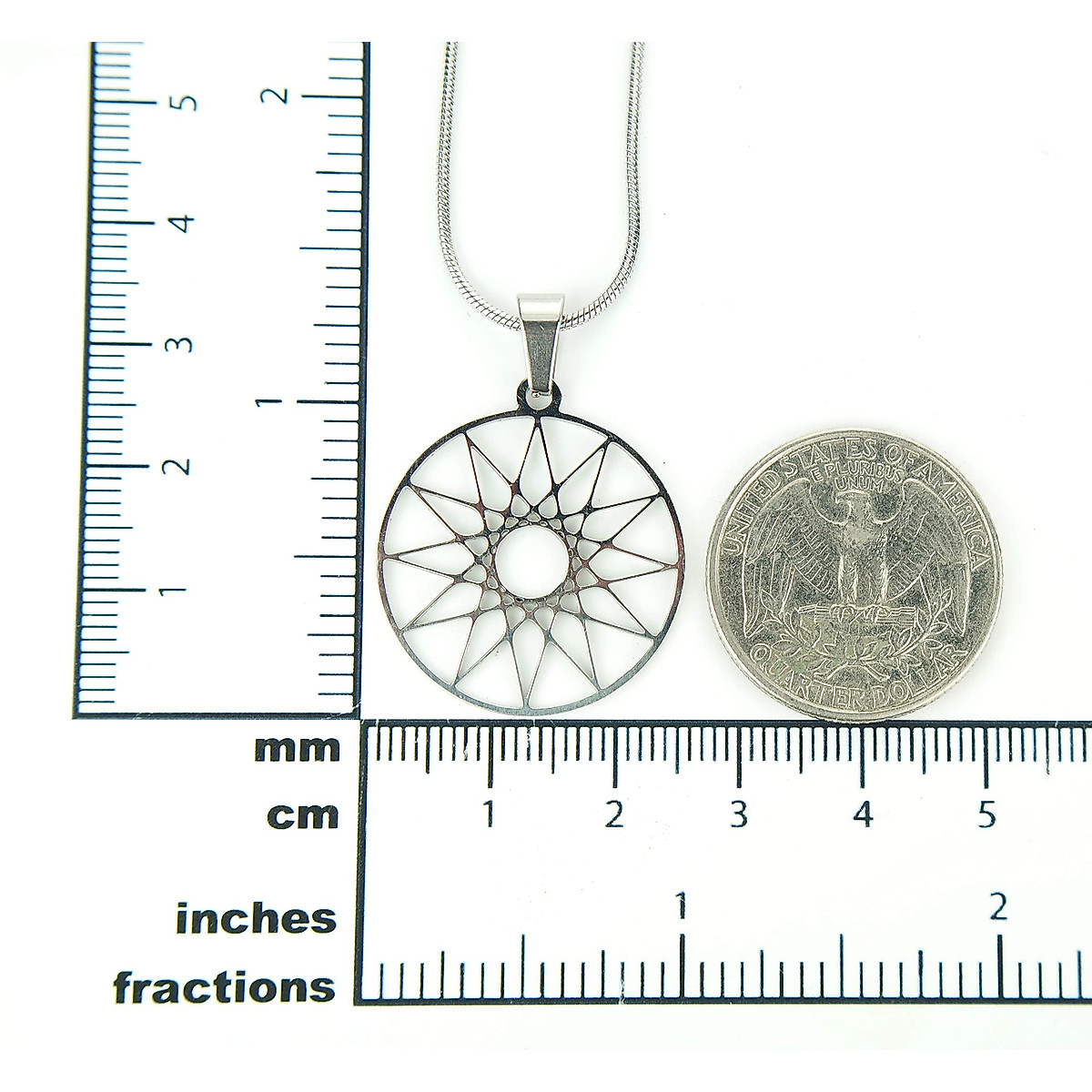 ANGIEHAIE Necklace, 20" Snake Chain with 12 Point Star Charm Pendant Hellenic Greek Magic Twelve Symbol, Pure 304 Stainless Steel