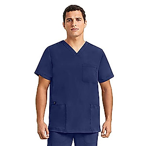 Healing Hands Mens Scrubs Top 3 Pocket Purple Label Jake 2331 V-Neck Scrub Tops for Men Navy L