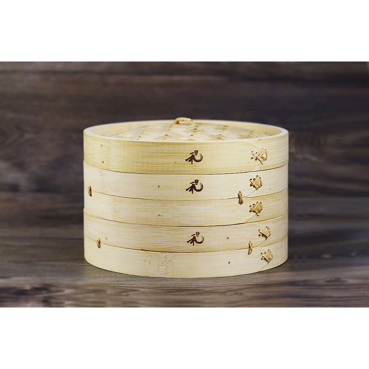 YUHO Bamboo Steamer Basket 12-inch, 2-Tier Steamer for Cooking, 10 Liners, Steaming Asian Food, Bao Buns, Chinese, Dim Sum, Dumpling, Rice, Vegetable Steam Pot