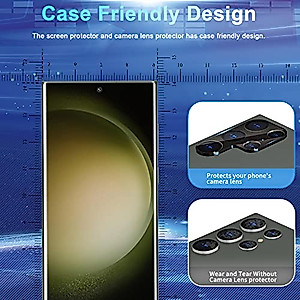 kogi Galaxy S23 Ultra Screen Protector [2+2 Pack] Camera Lens Protector, Fingerprint Unlock Support, HD Tempered Glass, Touch Sensitive, Anti Scratch, for Samsung S23 Ultra 5G Glass Screen Protector